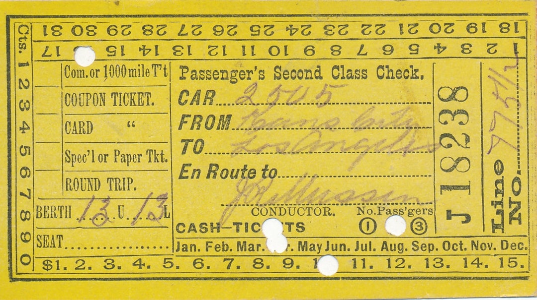 Pullman's Palace Car Company Ticket 1880's - Etsy