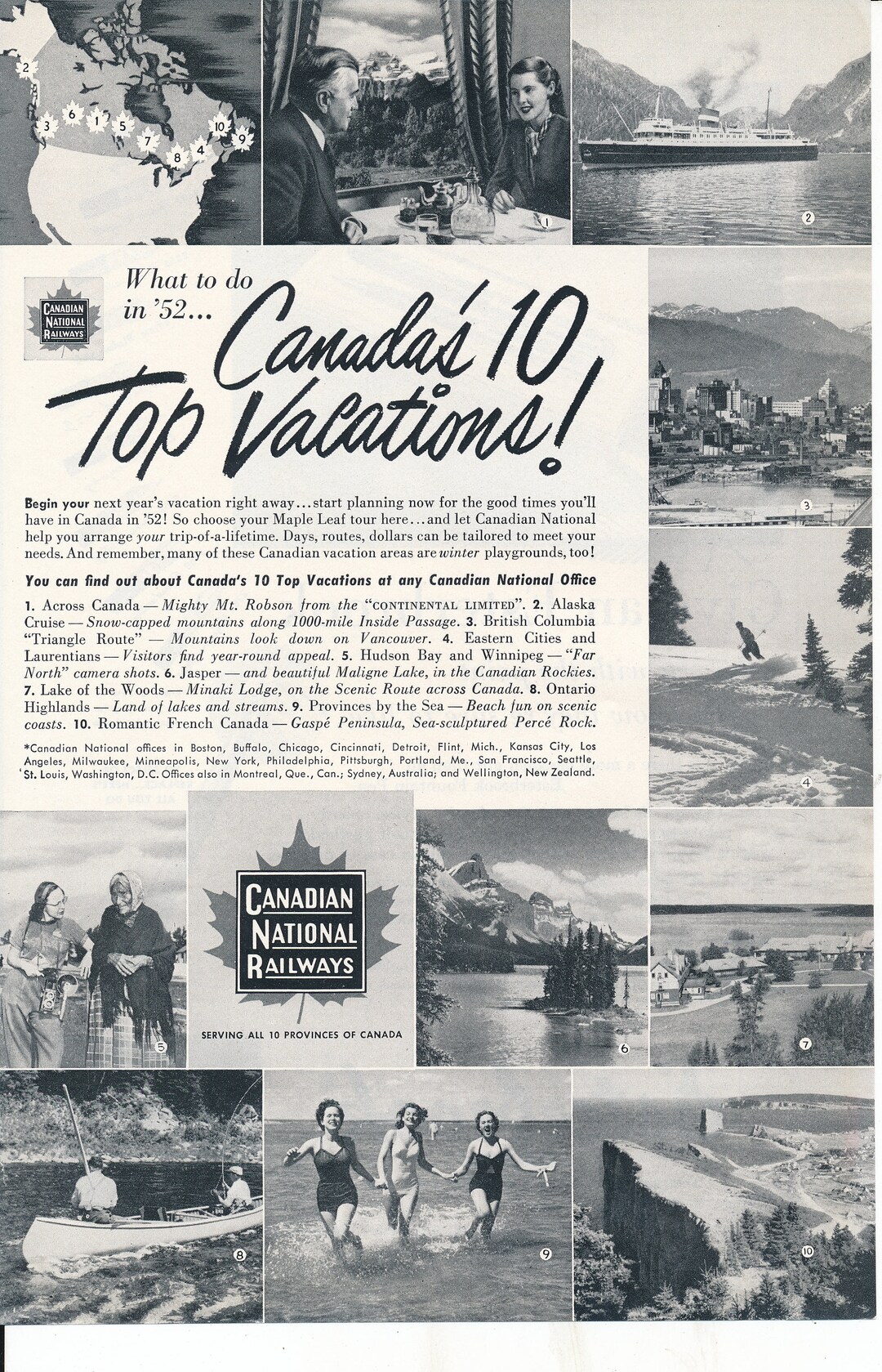 Canadian National Railways 6 Magazine Print Ads From the 1950's - Etsy