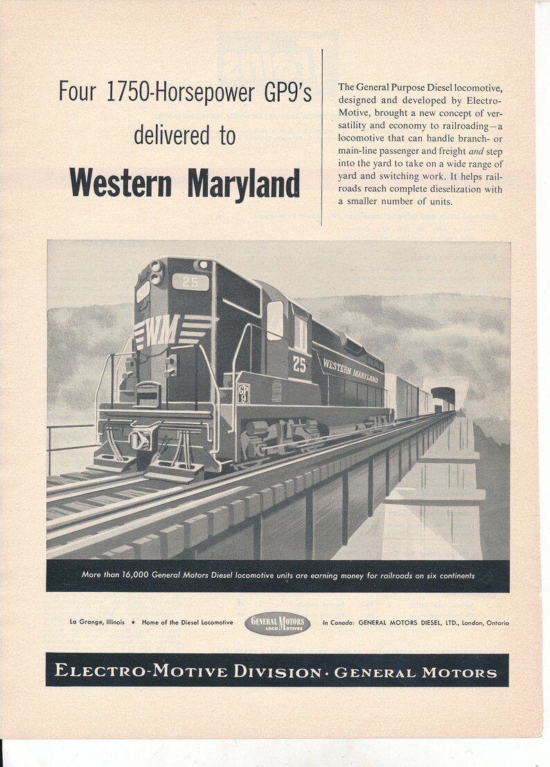 General Motors Locomotives by Electro-motive Division 2 Print Ads From ...