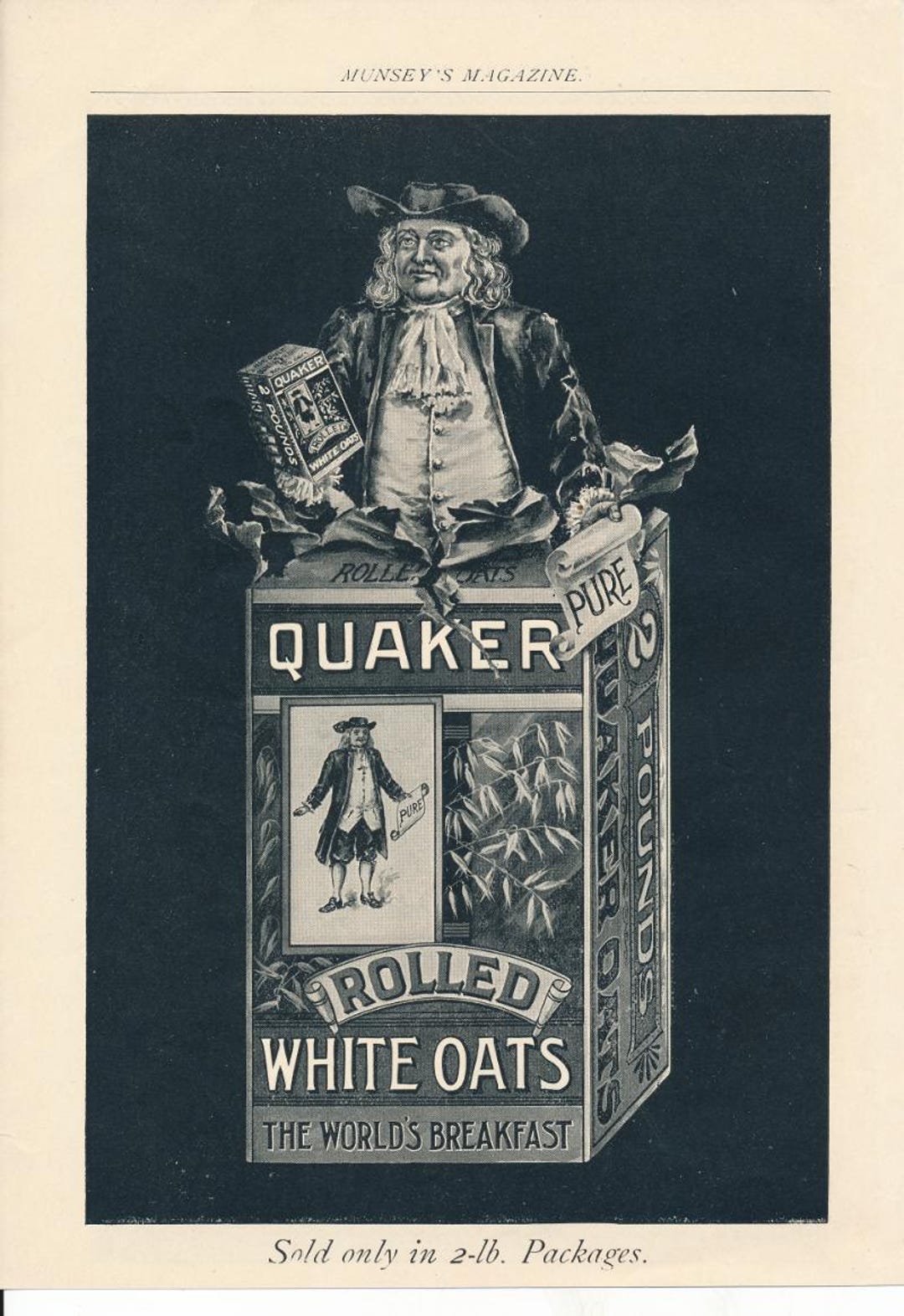Quaker Rolled White Oats Magazine Print Ad From the 1890's Approx. Size ...