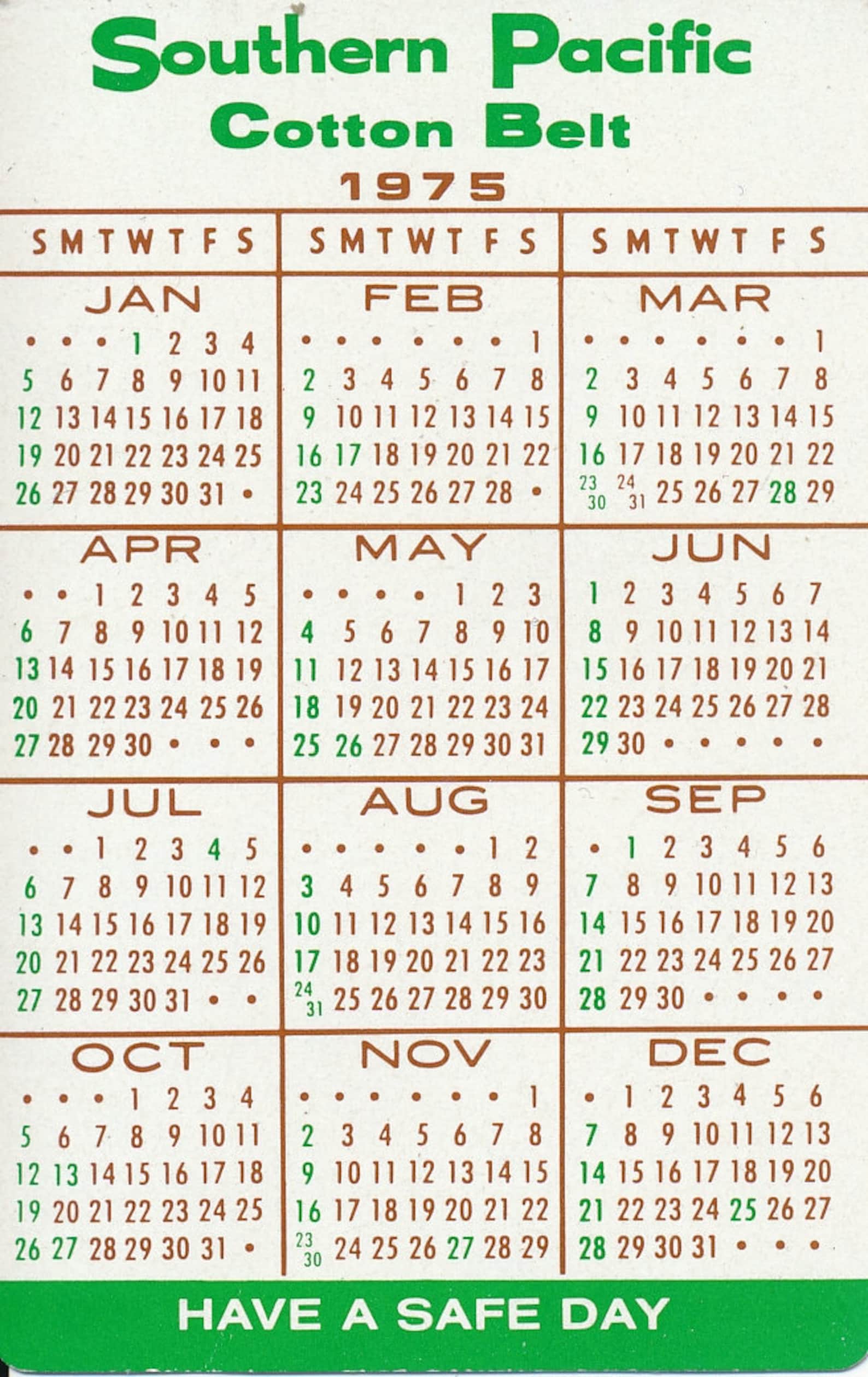 Southern Pacific Railroad 1975 Pocket Calendar - Etsy