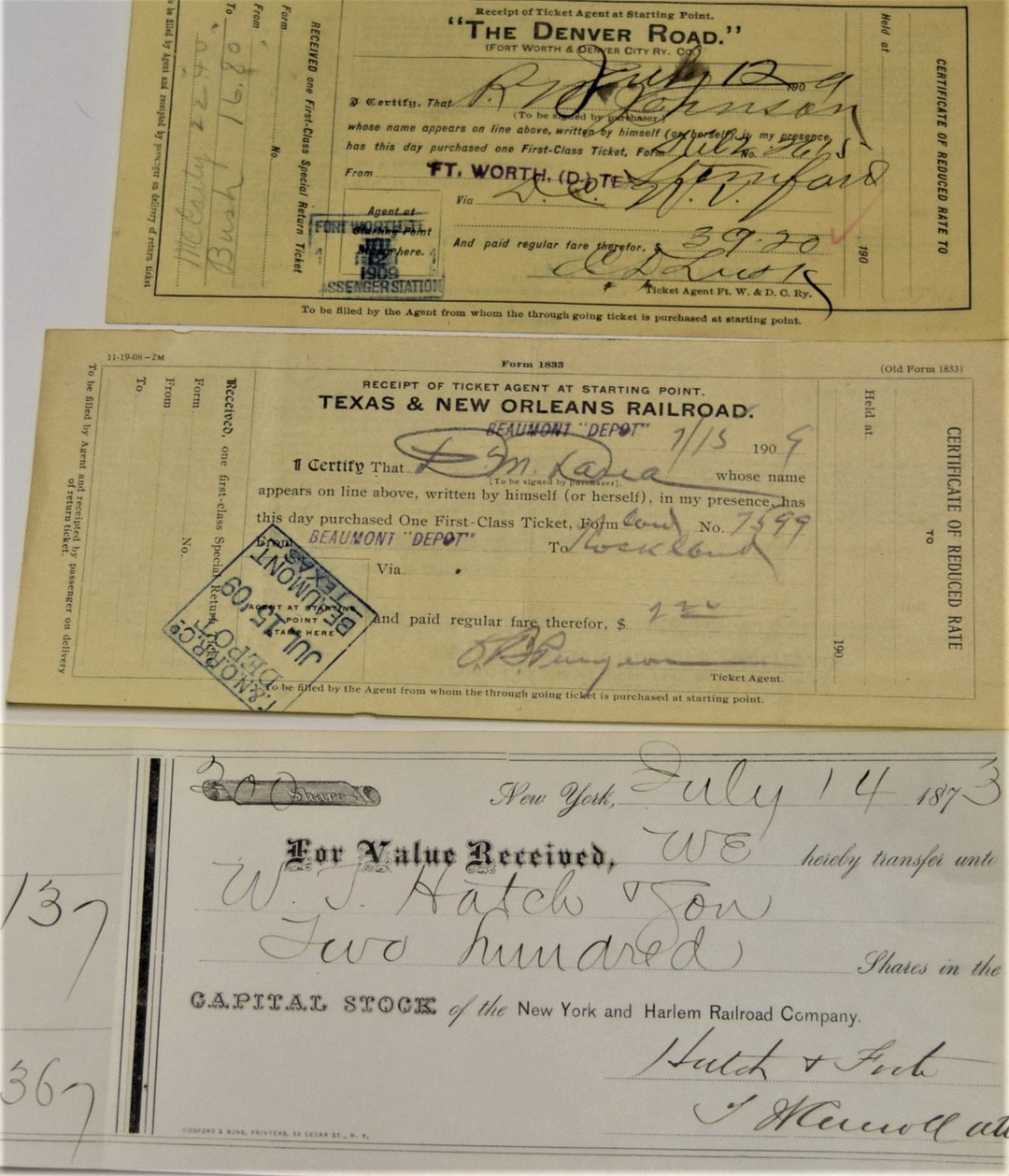 Railroad Assorted Receipts, Checks, Sales Lot of 5 1873 to 1909 - Etsy