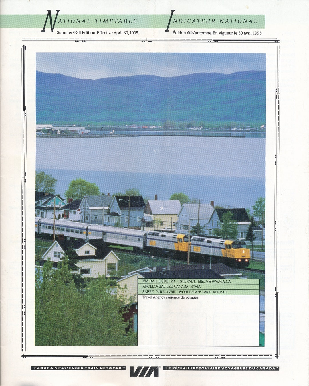 Via Rail Canada Public Timetable April 30, 1995 - Etsy