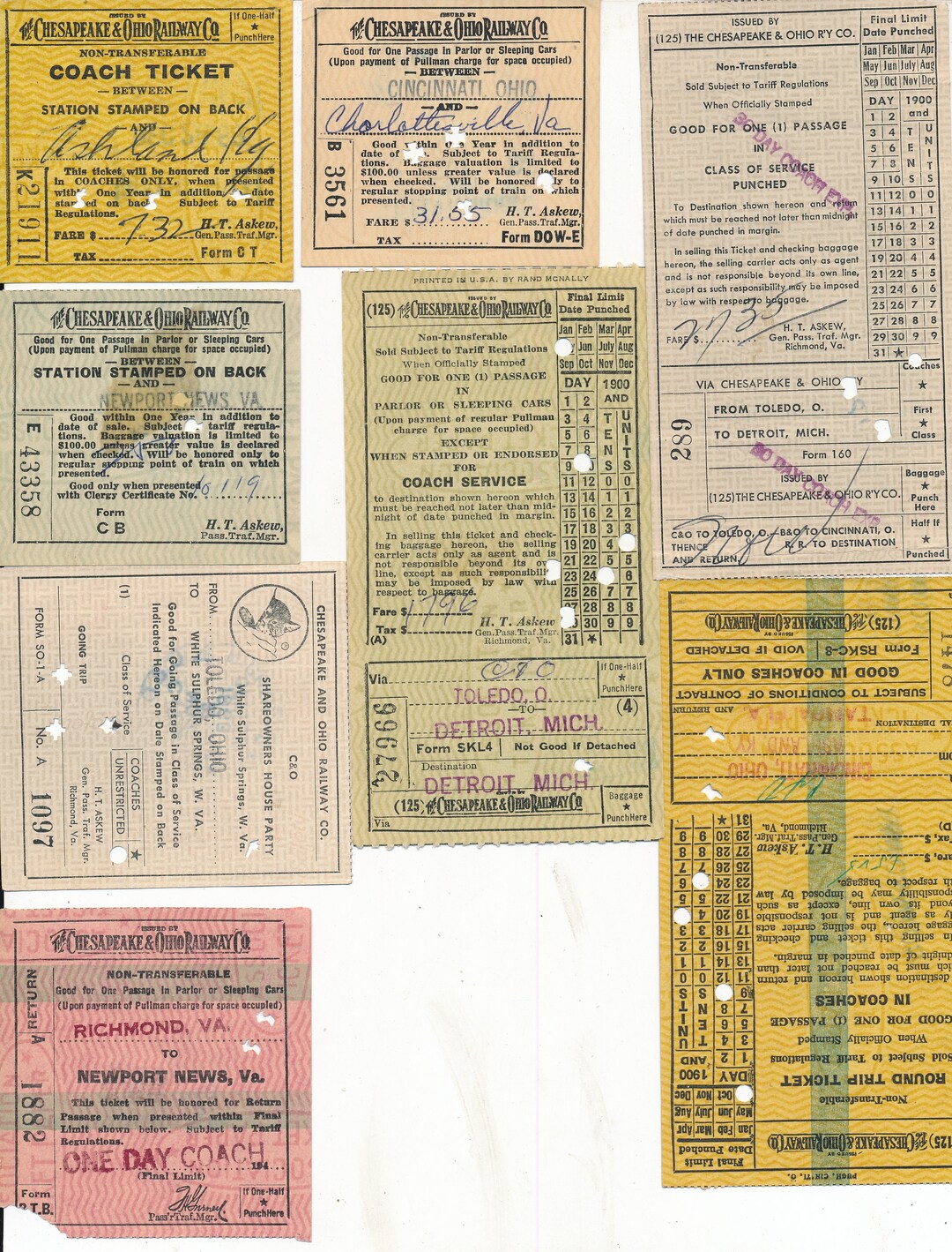 The Chesapeake and Ohio Railway Lot of 17 Assorted Tickets - Etsy