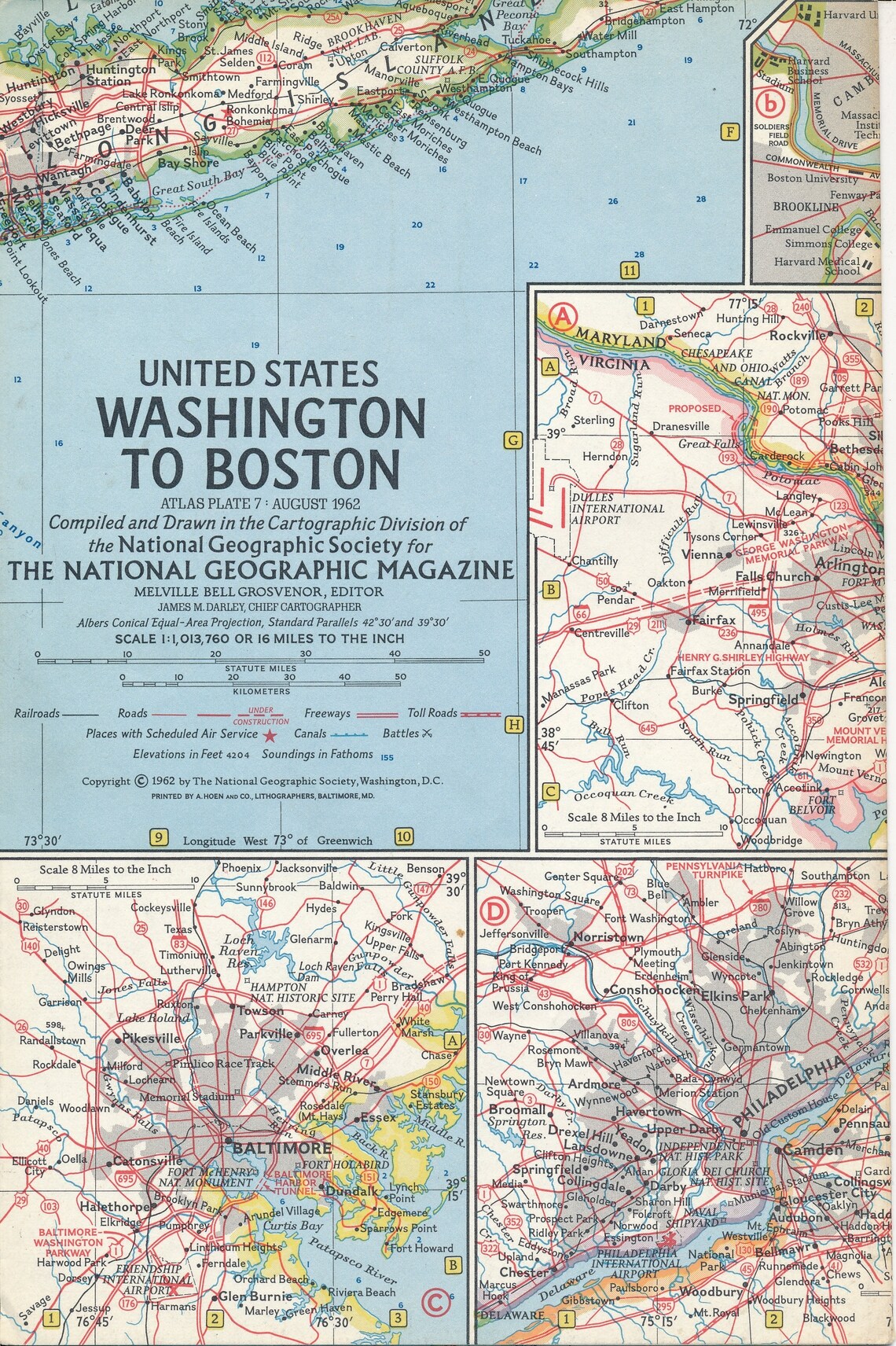 The National Geographic Magazine Maps: New England 1955 and Washington ...