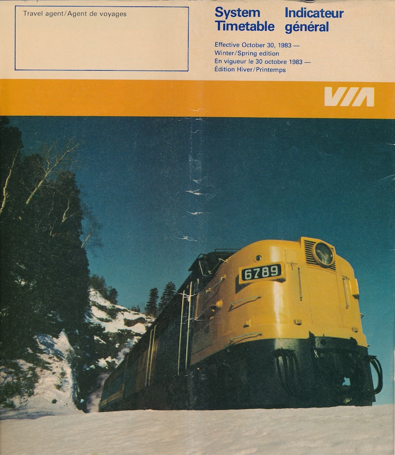 Via Rail Canada Public Timetable October 30, 1983 - Etsy