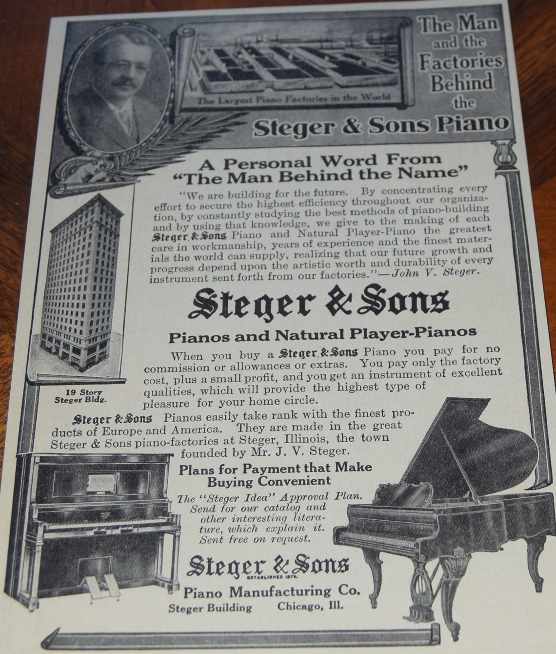 Vintage Magazine Print Ad's Early 1900's for Pianos Lot of 8 Assortment ...