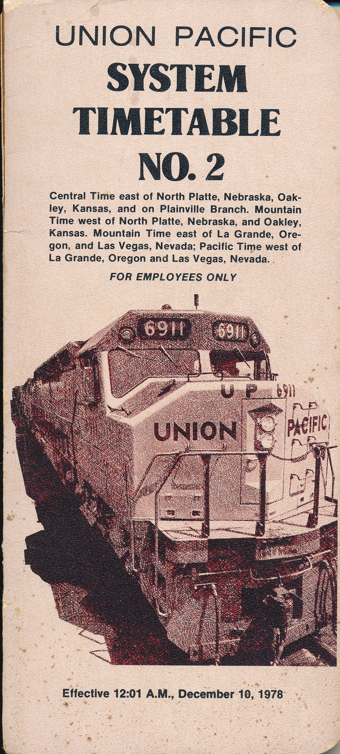 Union Pacific Railroad Employee System Timetable No.2 December 10, 1978 ...