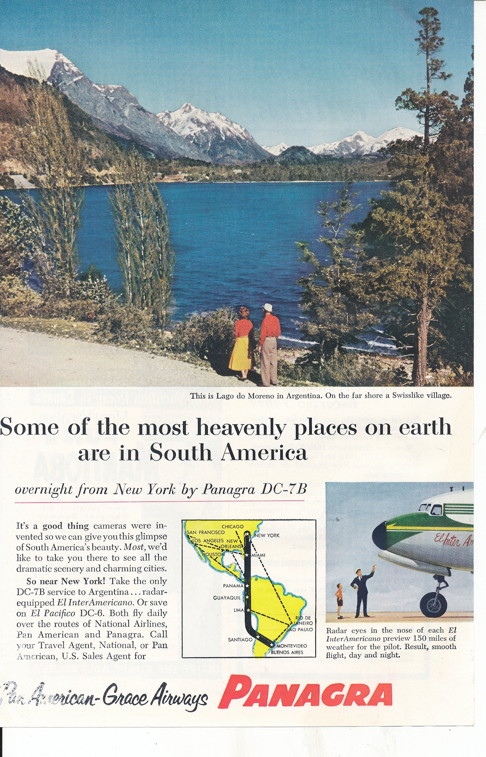 Panagra Airlines 4 Magazine Pring Ads From the 1950's - Etsy