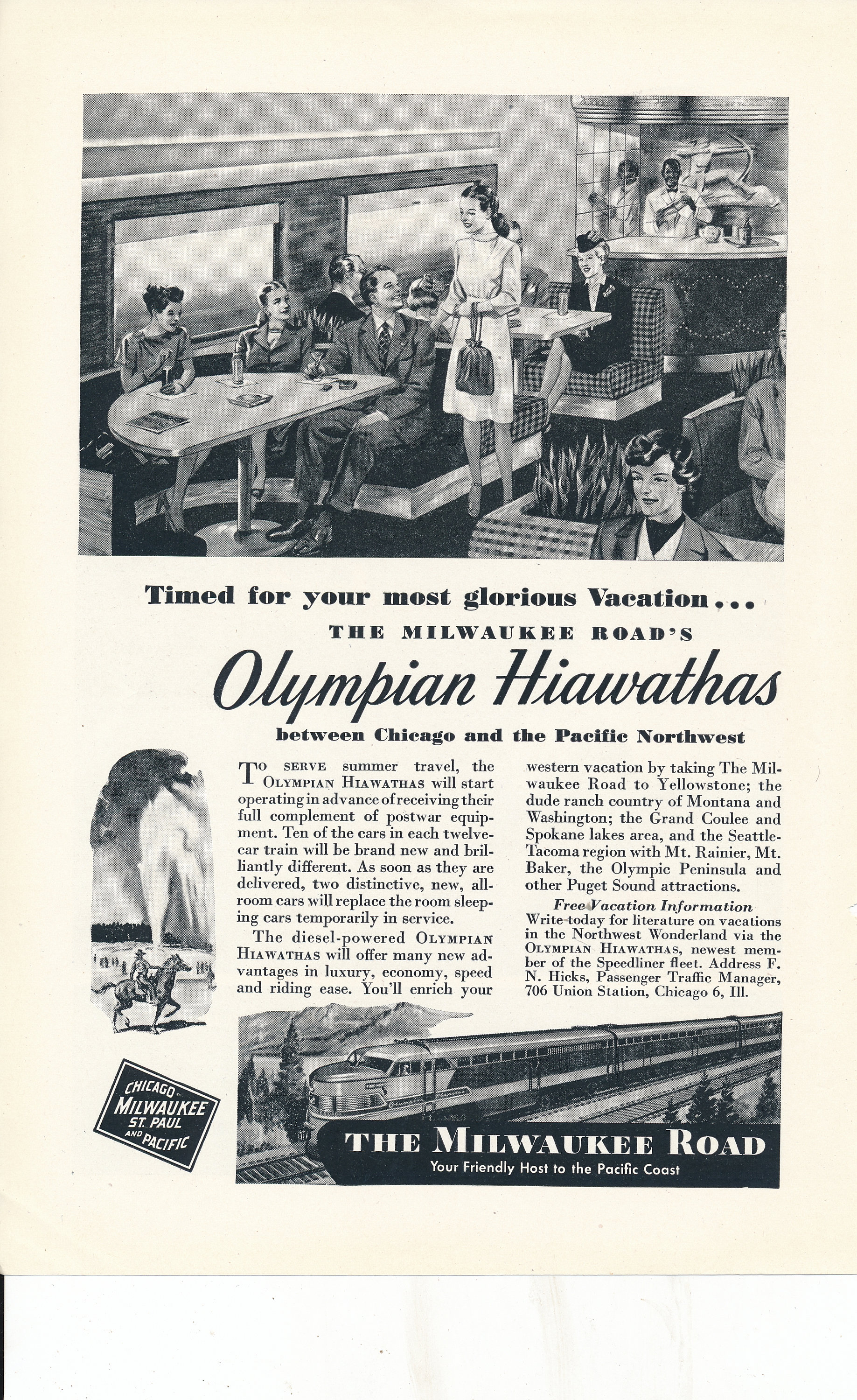 Chicago, Milwaukee, St. Paul and Pacific Railroad 3 1950's Magazine ...