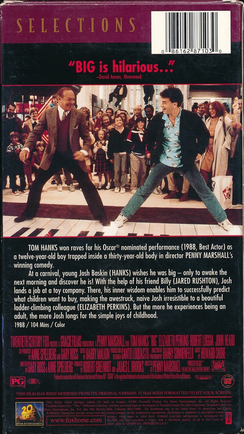 VHS Tom Hanks BIG 1988 - Etsy