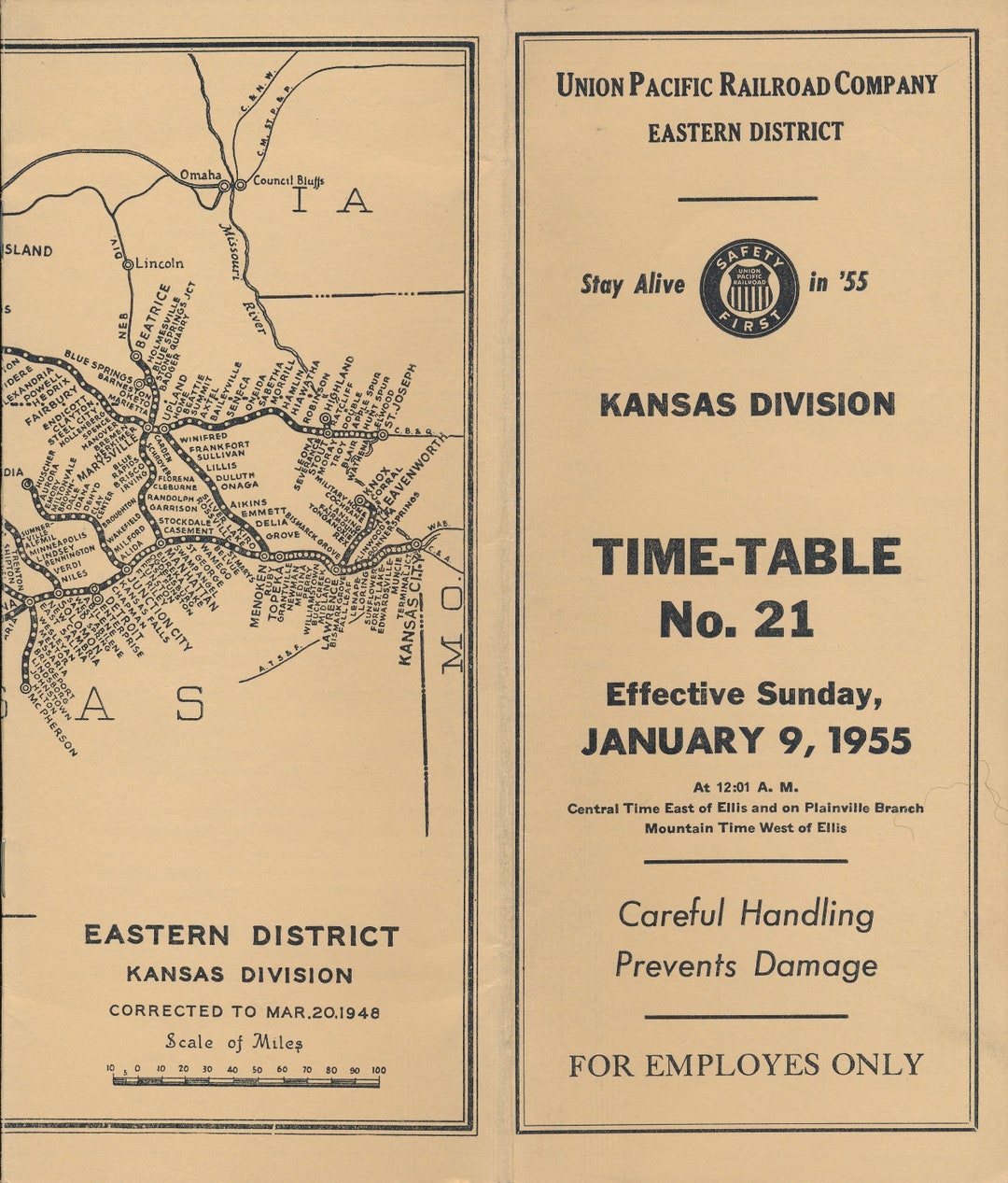 Union Pacific Railroad Kansas Division Employees Timetable 21 January 9 ...