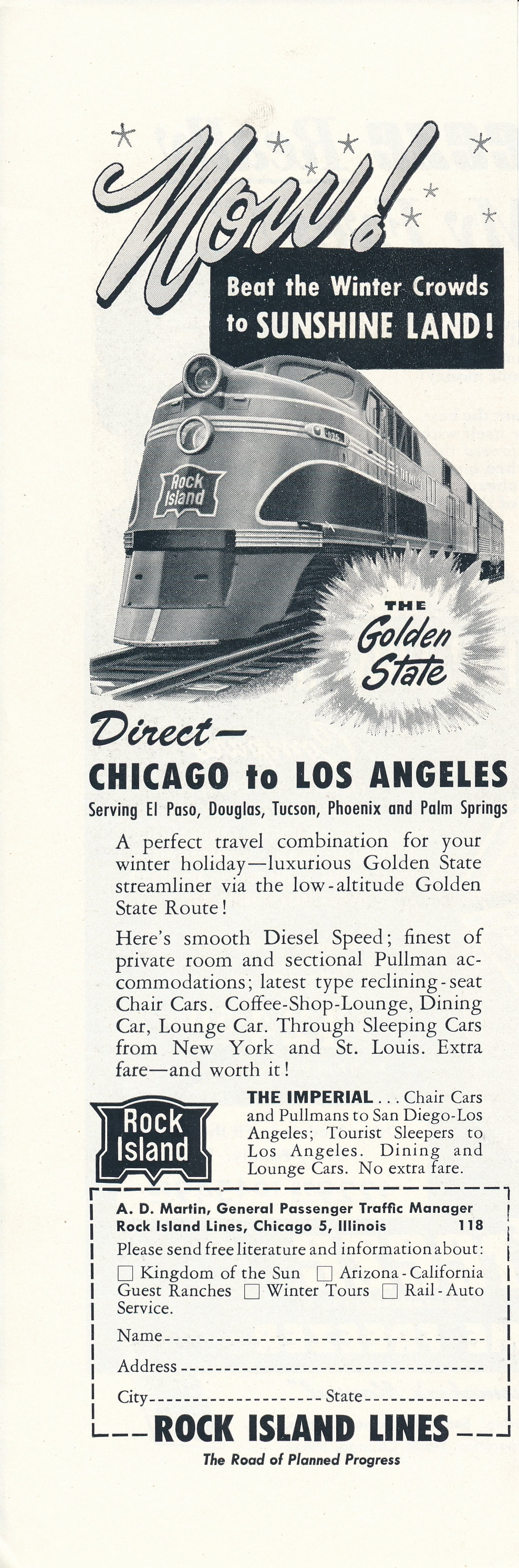 Chicago, Rock Island and Pacific Railroad 4 Magazine Print Ad's From ...