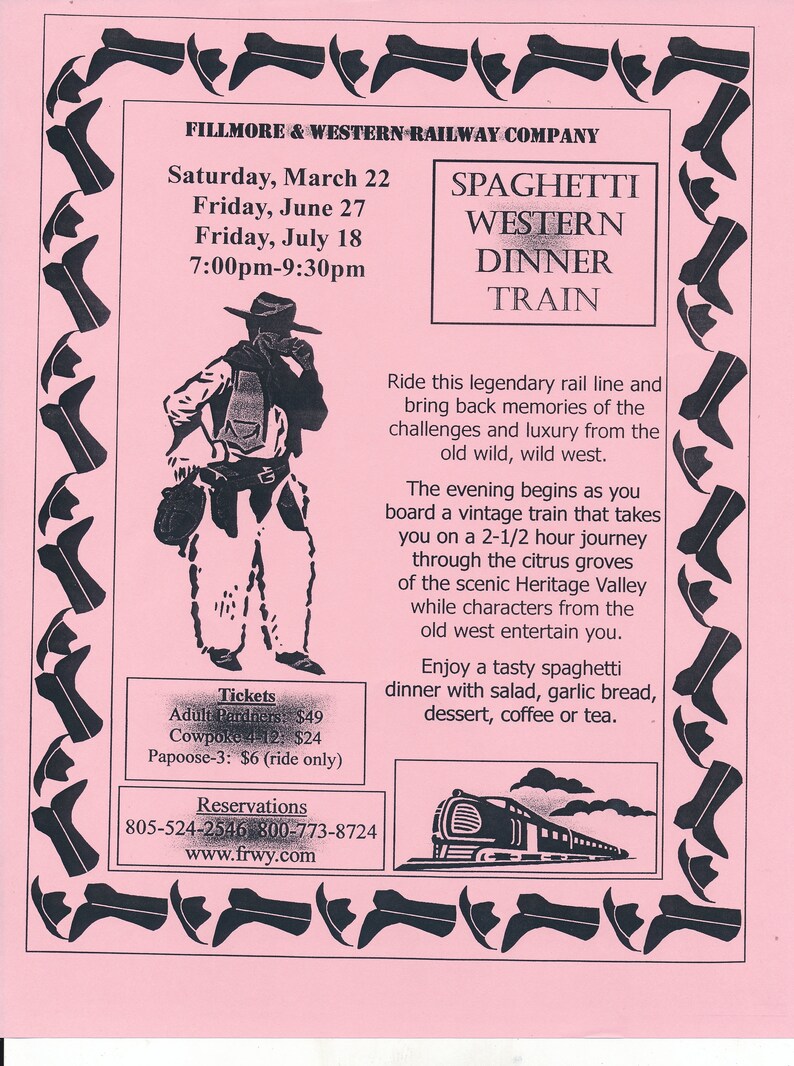 The Fillmore & Western Railway Lot of 16 Different Flyers for Theme ...