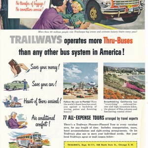 Trailways Bus Company 2 Magazine Ads From the 1950's - Etsy