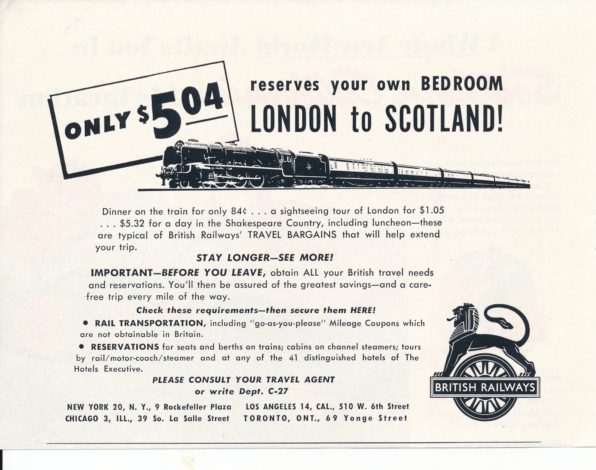British Railways Magazine Print Ads Lot of 2 From the 1950's - Etsy