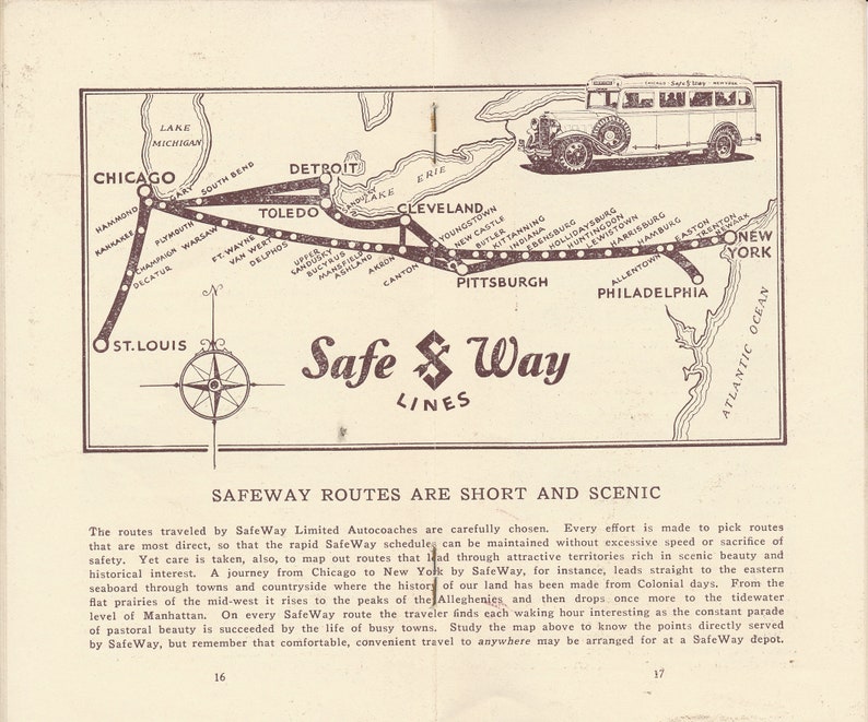 Safeway Bus Lines Brochure Dated 1933 - Etsy