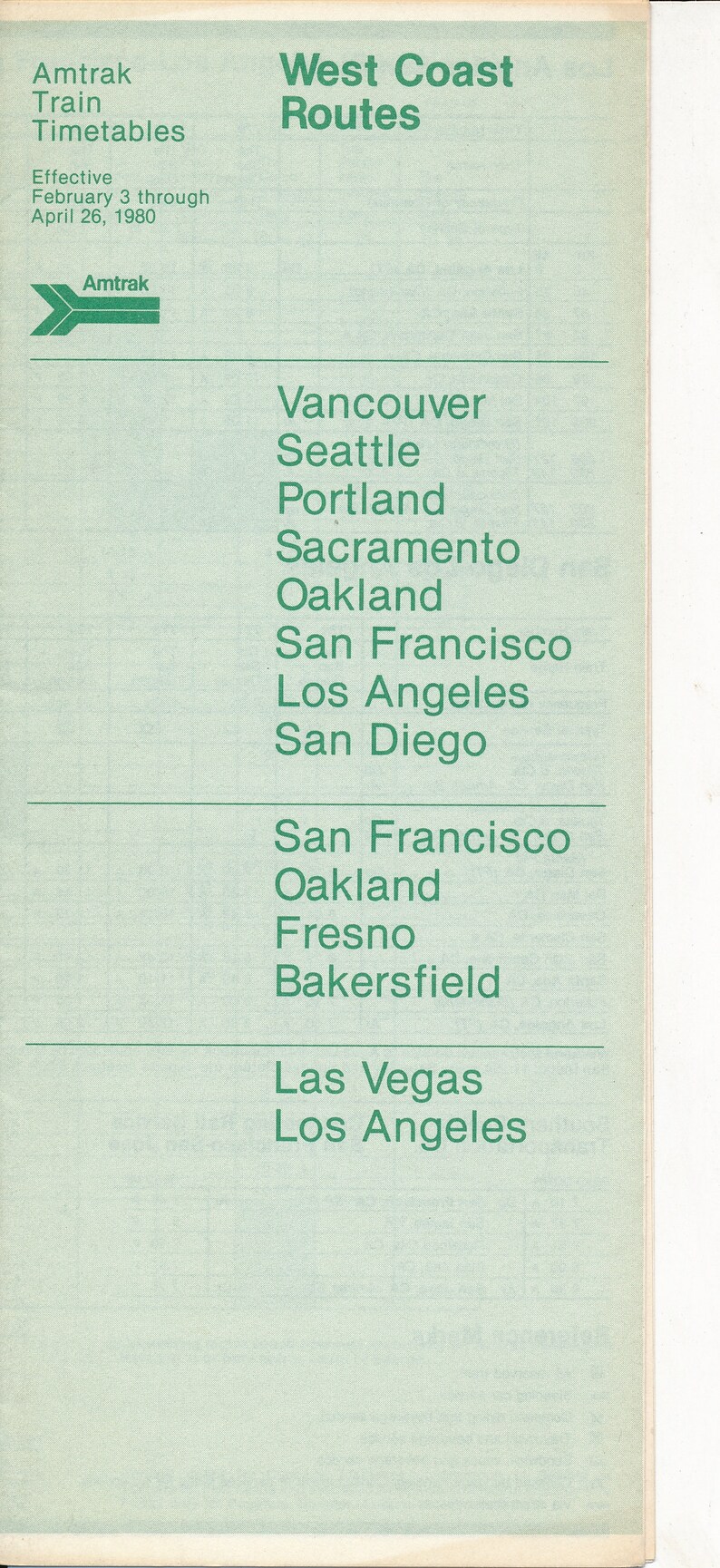 Amtrak West Coast Brochures and Timetables Lot of 10 - Etsy