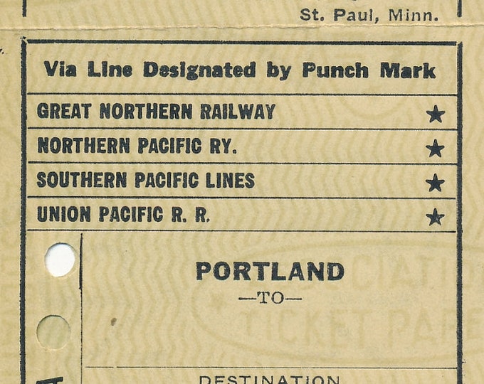 Northern Pacific Railway Ticket - Etsy