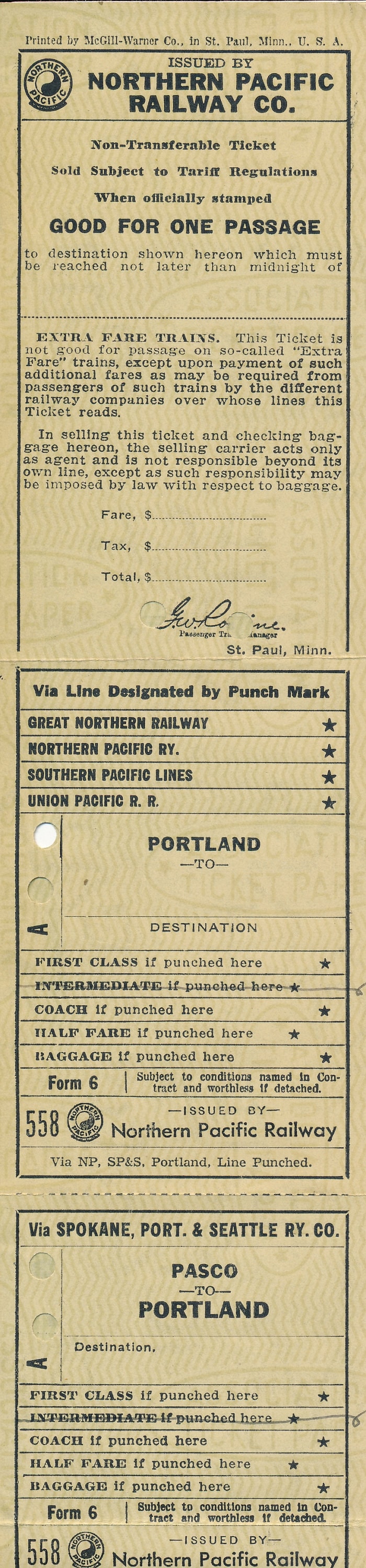 Northern Pacific Railway Ticket - Etsy