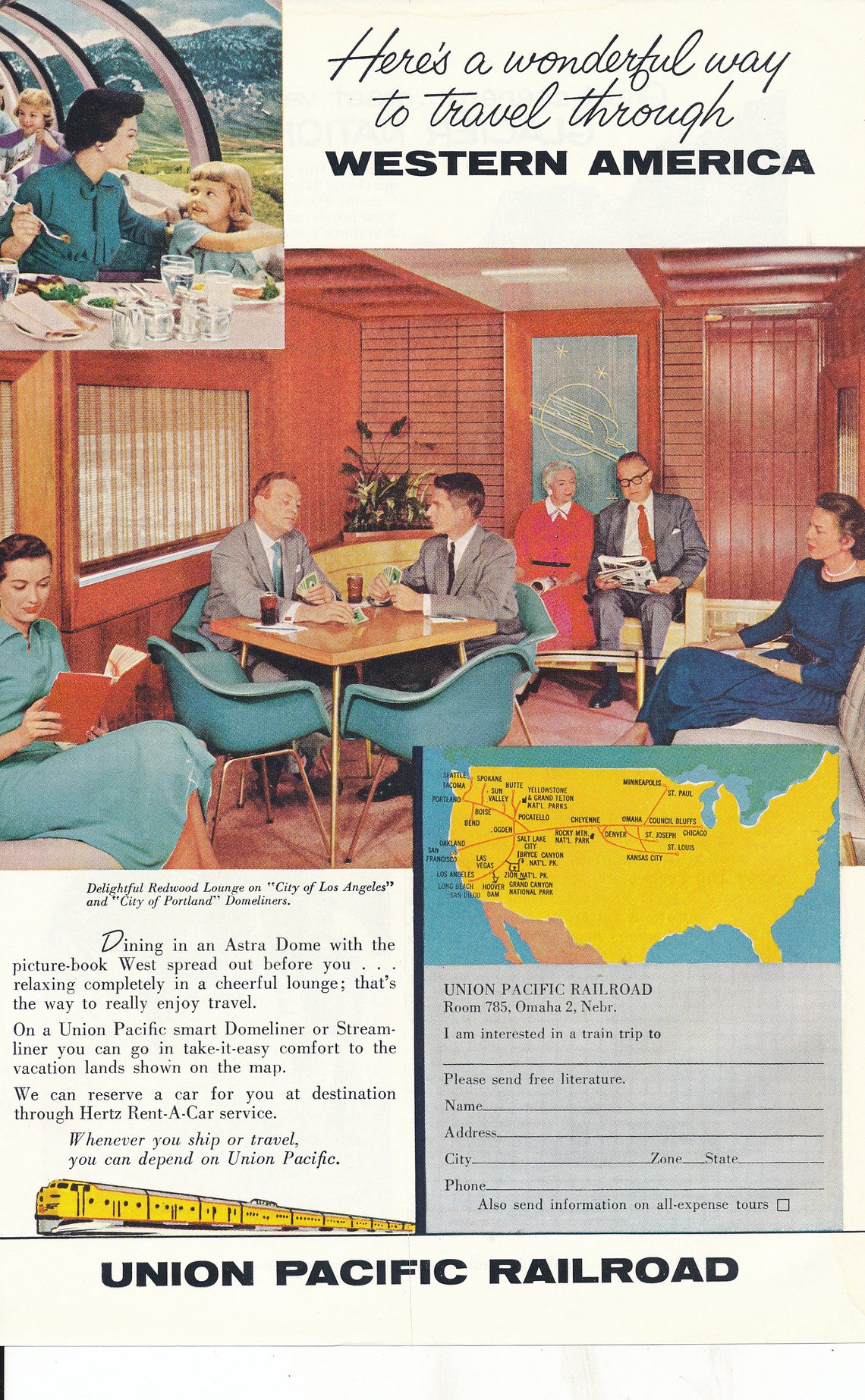 Union Pacific Railroad 5 Magazine Print Ads From the 1940's and 1950's ...