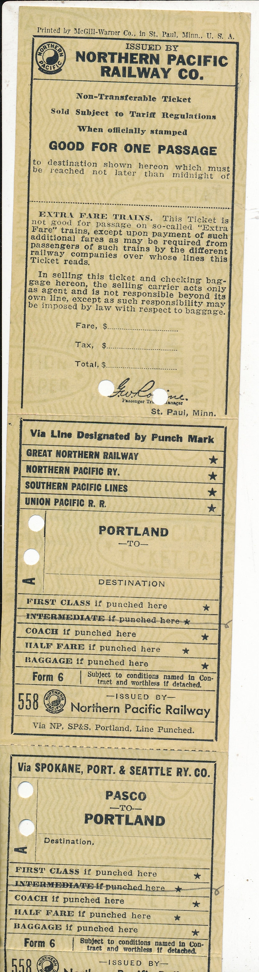 Northern Pacific Railway Ticket - Etsy