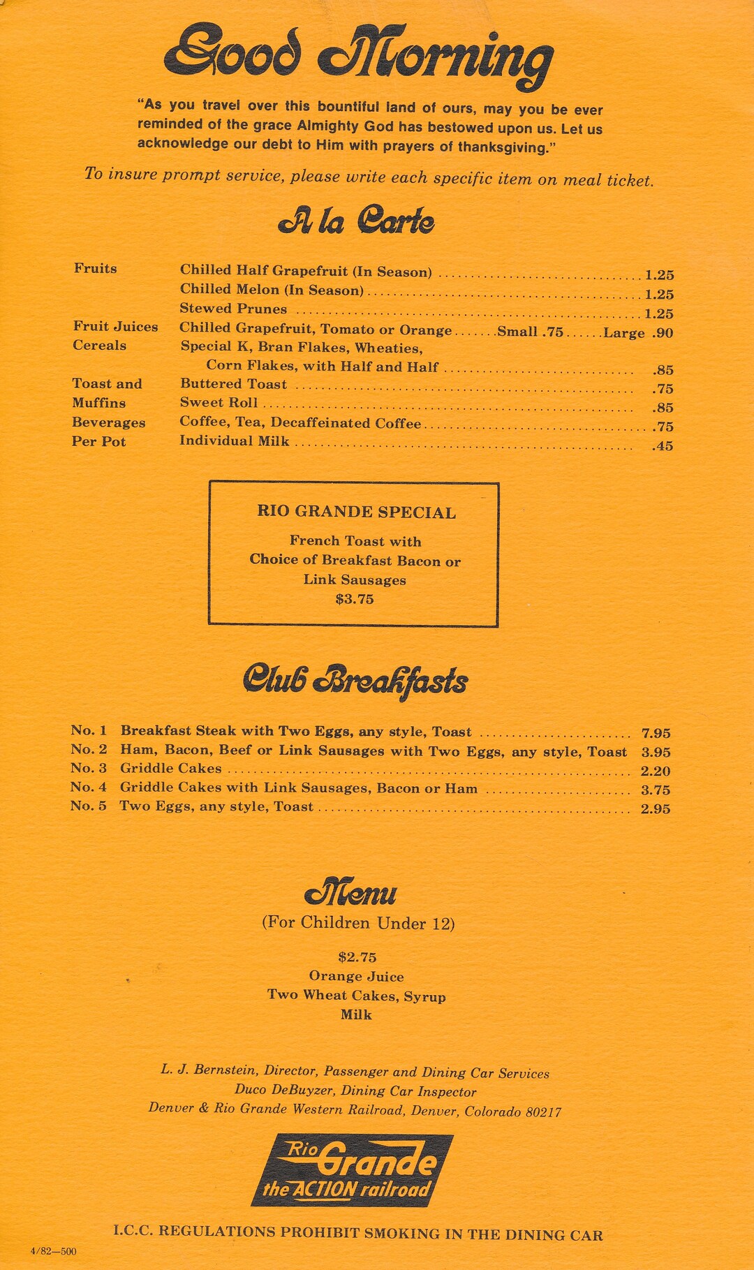 Rio Grande Breakfast Menu - Etsy