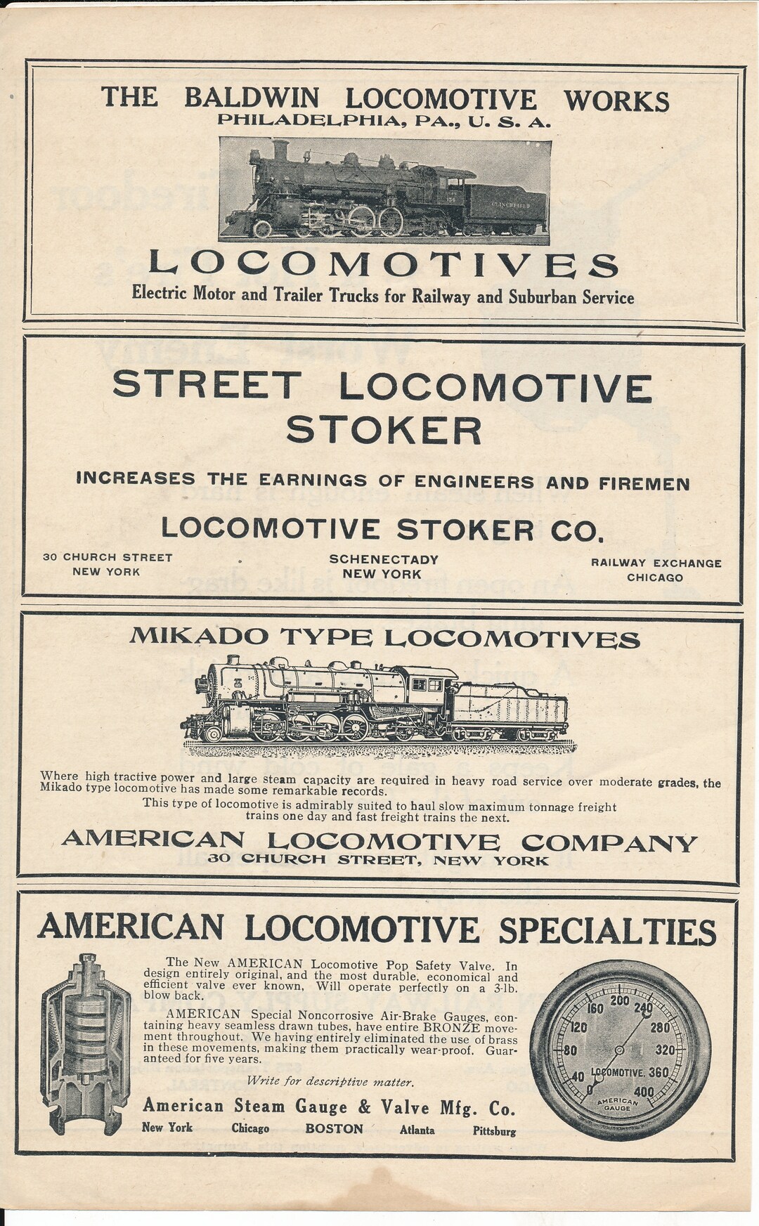 4 Vintage Railroad Locomotive Magazne Ads 1900's to 1940's for Lima ...