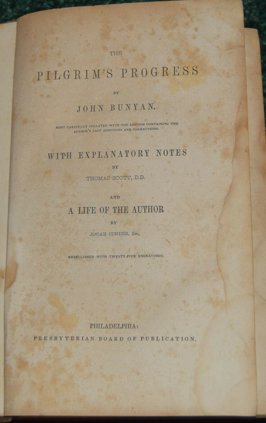 The Pilgrim's Progress by John Bunyan 1844 Issue - Etsy