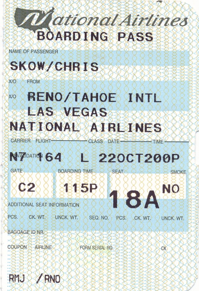 National Airlines Ticket Envelope , Ticket Receipt and Boarding Pass ...