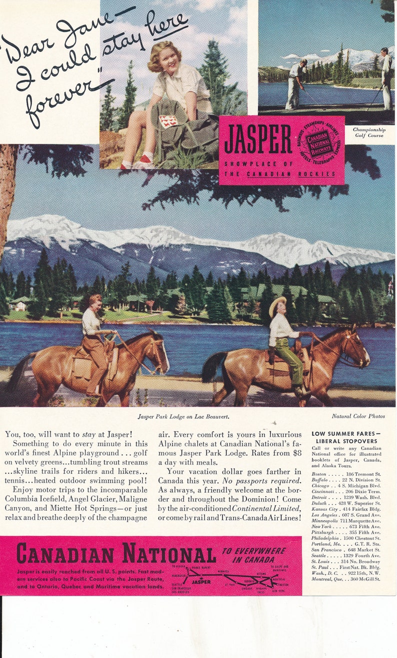 Canadian National Railways 4 Magazine Print Ads From the 1950's and ...