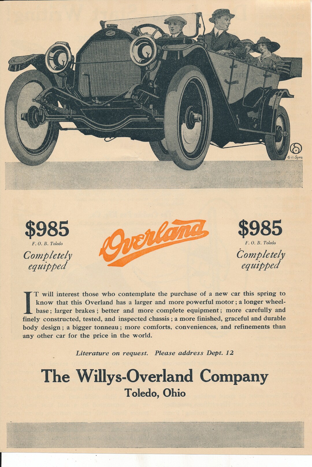 3 Vintage Print Ads for Willys-overland Company From the 1900's and ...