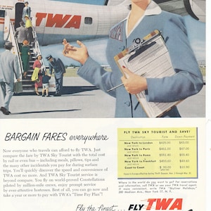 TWA Magazine Print Ads From the 1950's Lot of 3 Ad's - Etsy