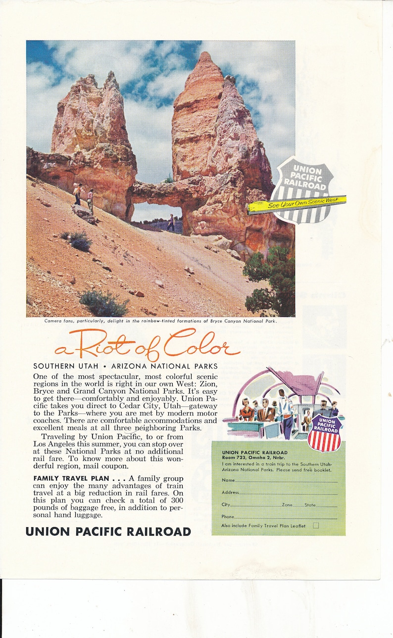Union Pacific Railroad 6 Magazine Print Ads From the 1940's and 1950's ...