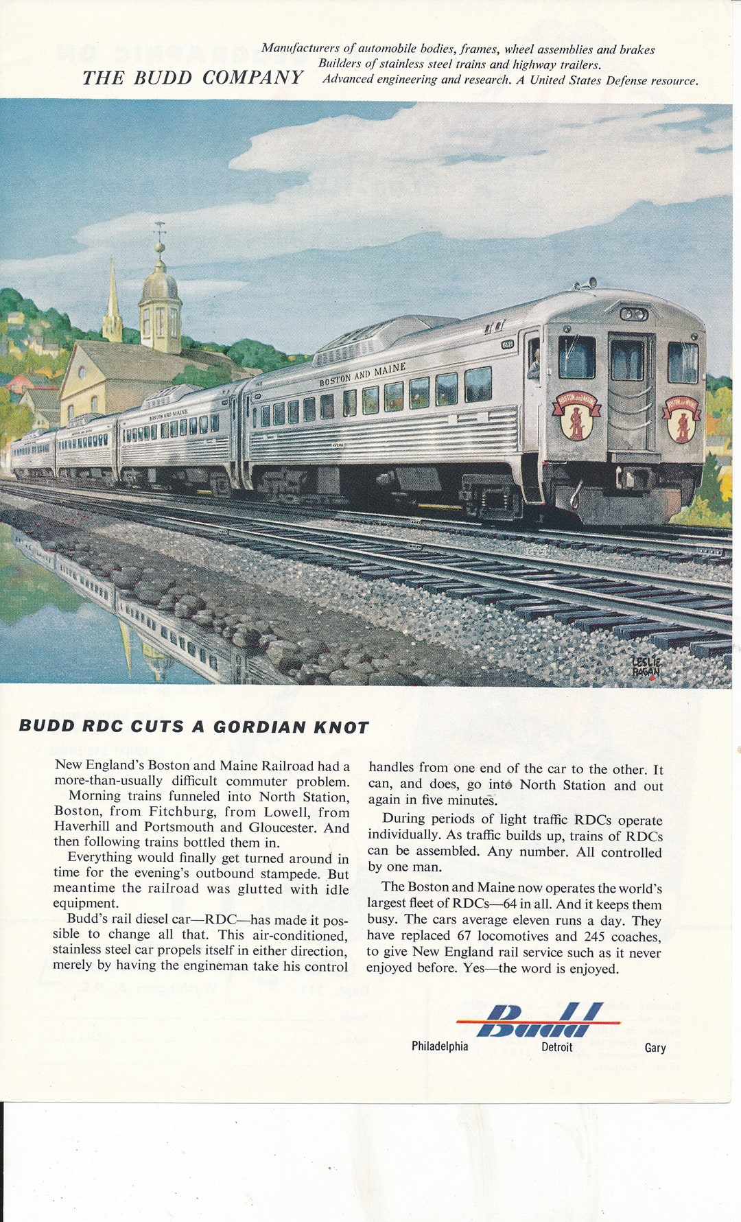Budd Railcar Company RDC Budd Cars 4 Print Ad's 1950's Promoting New Service on the New Haven ...