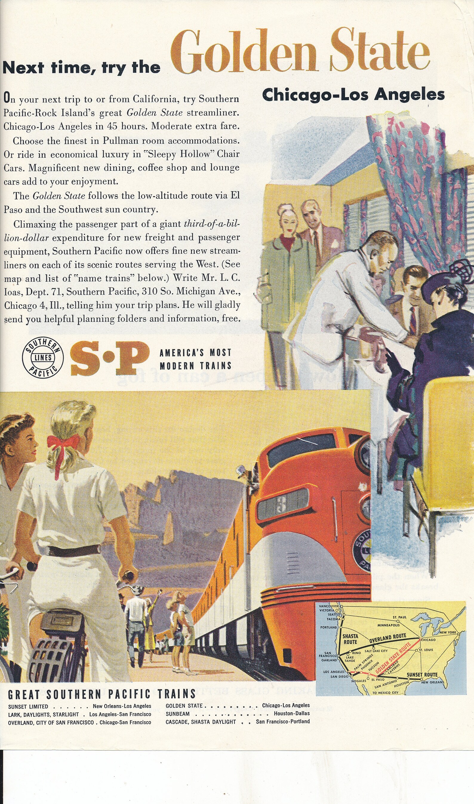 Vintage Southern Pacific Railroad 4 Magazine Print Ads From 1950's ...