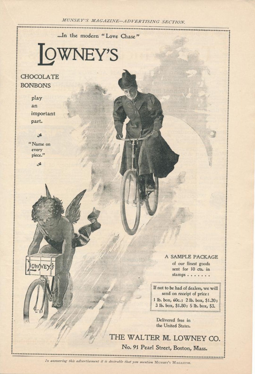 Lowney's Chocolate Bonbons Magazine Print Ad From the 1890's Approx ...