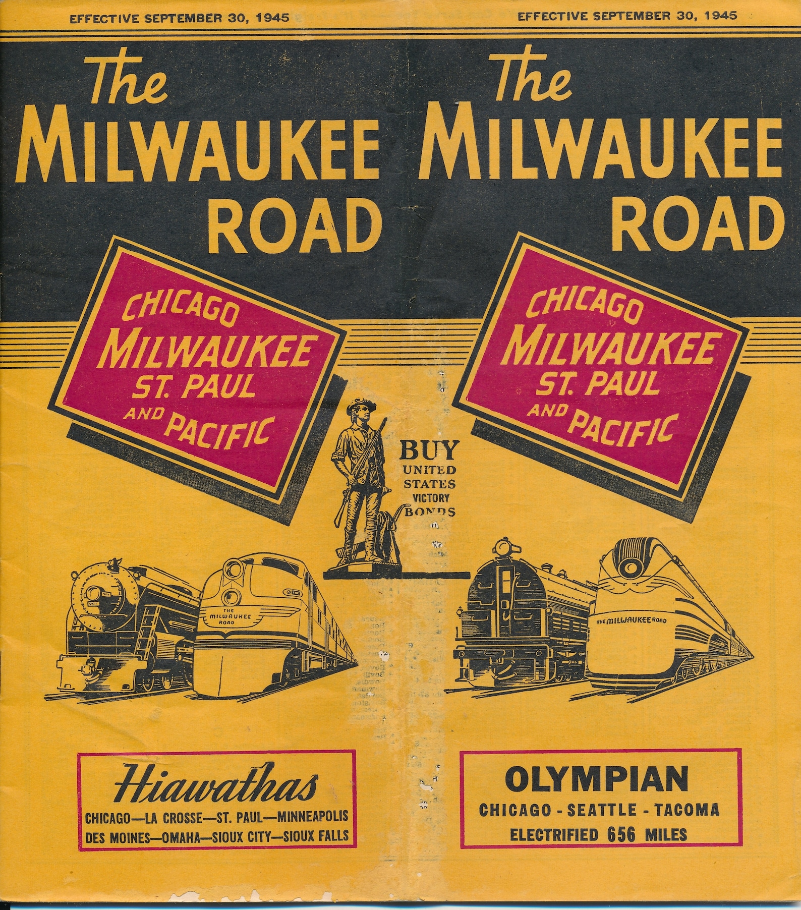 Milwaukee Railway Public Timetable September 30, 1945 - Etsy