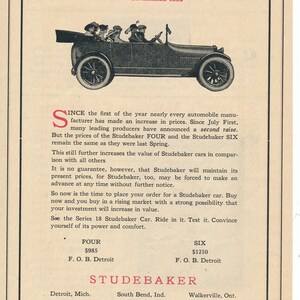 5 Vintage Studebaker Print Ads From the 1910's - Etsy