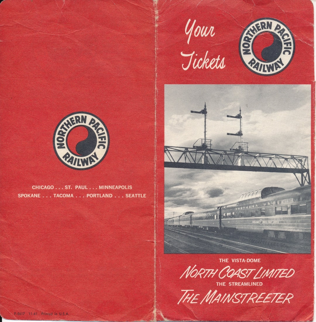 Northern Pacific Railway Ticket Envelope and Time Slip for a NP ...
