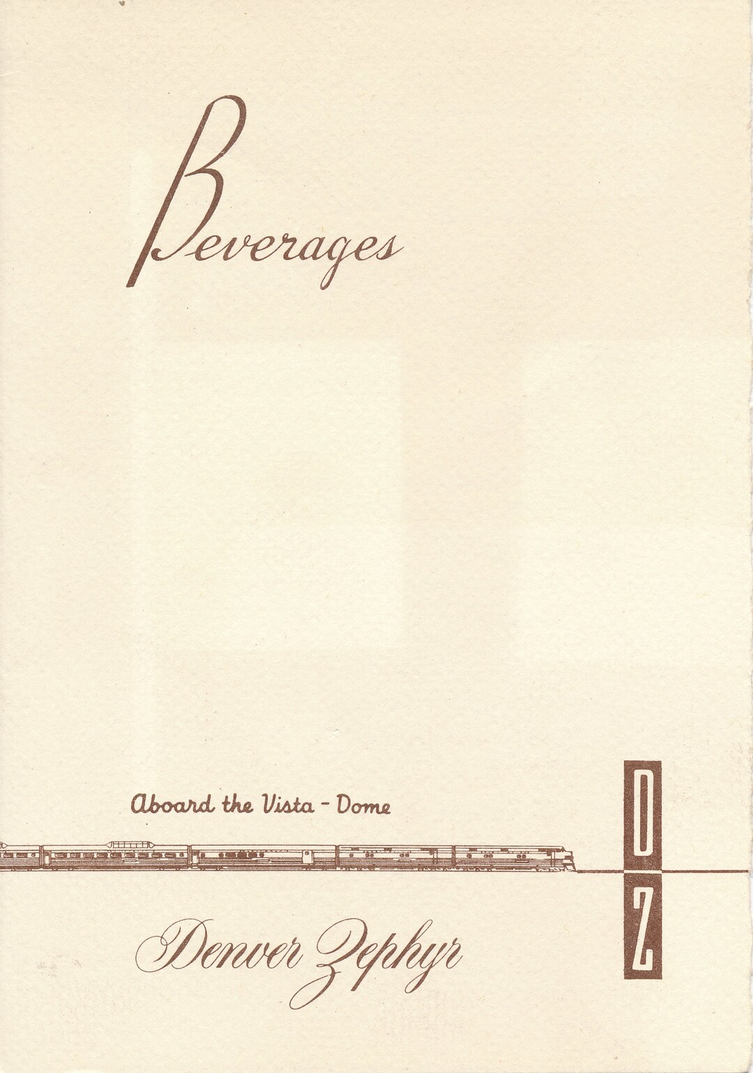 Dining Car Menu: Denver Zephyr Beverages Menu 5 X 6.5 Mint Condition - Etsy