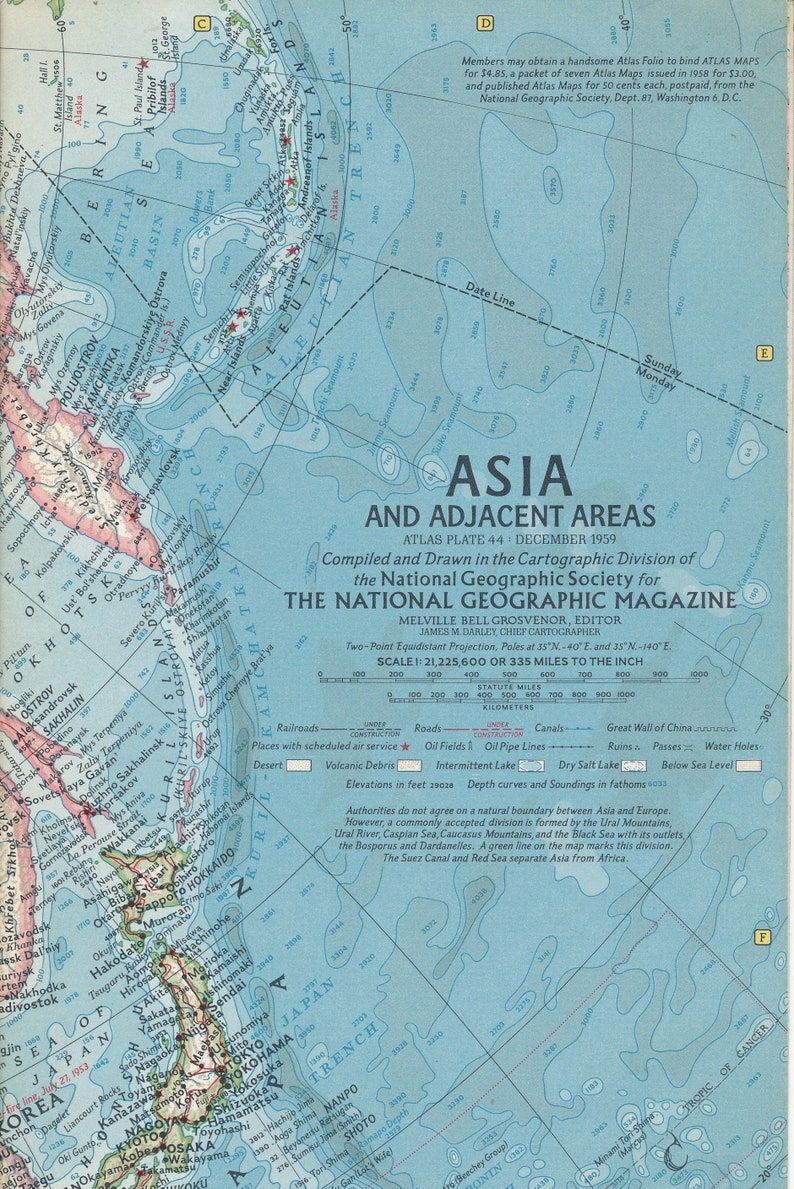 The National Geographic Magazine Maps: Lot of 3 Asia and Adjacent Areas ...