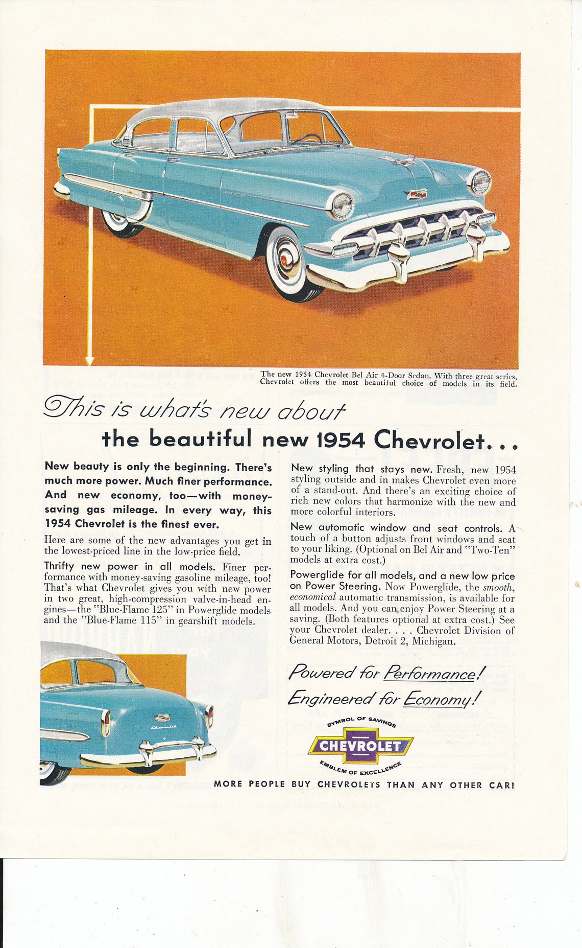 5 Vintage Magazine Ads for Chevrolet in the 1950's - Etsy