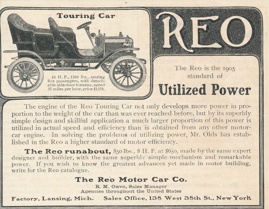 3 Vintage Reo Motor Car Print Ads From 1900's 1920's and 1930's - Etsy