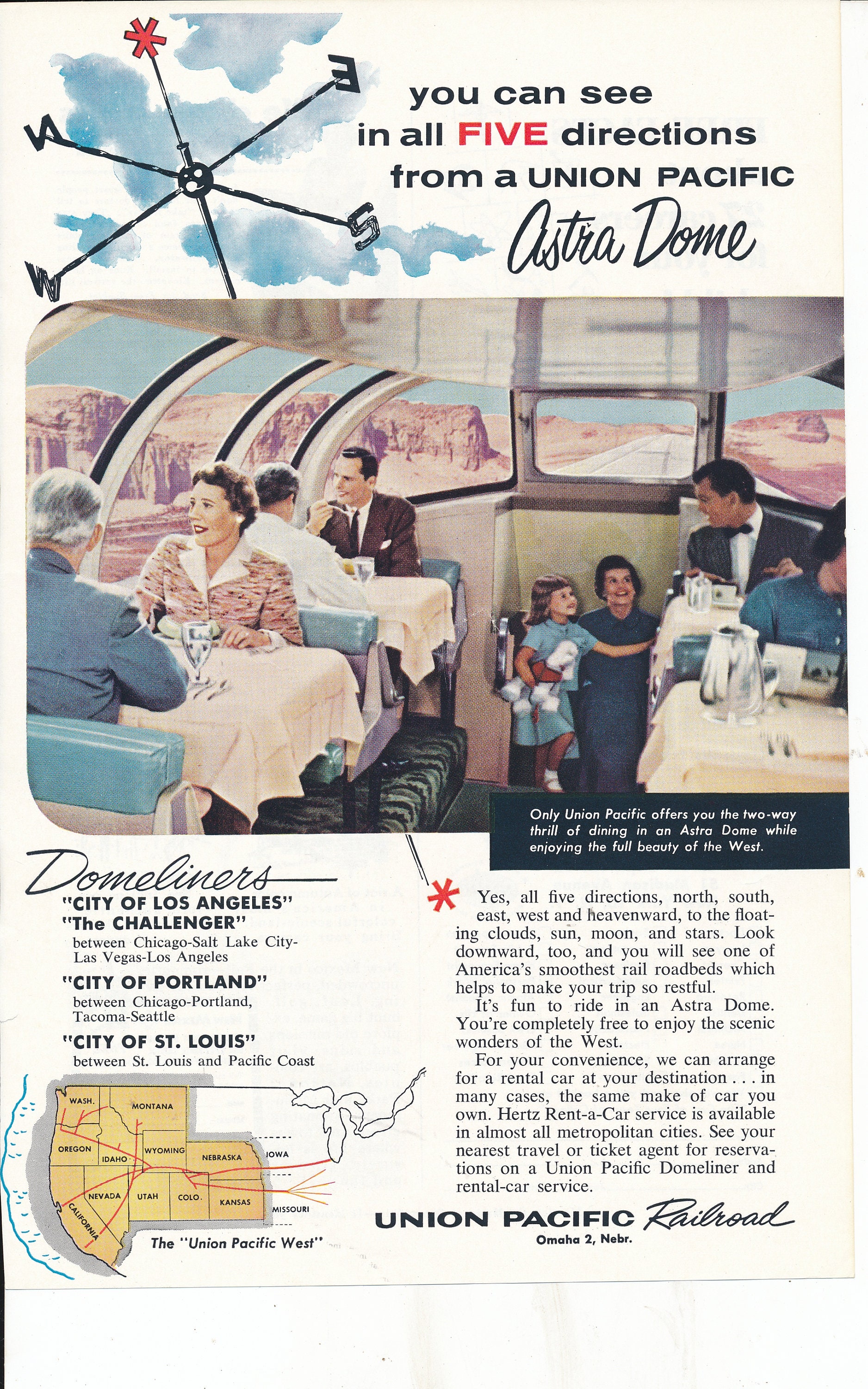Union Pacific Railroad 5 Magazine Print Ads From the 1950's - Etsy