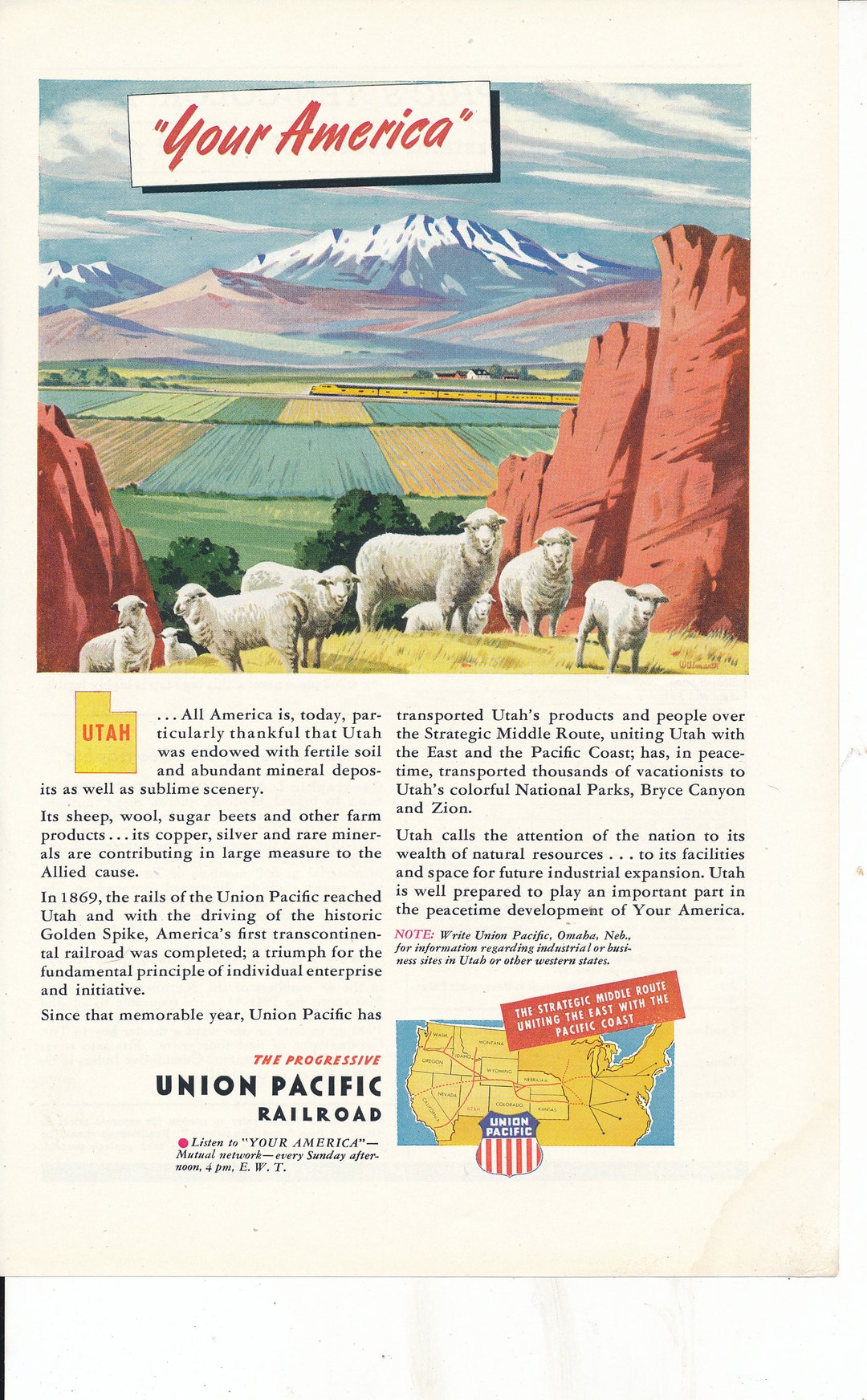 Union Pacific Railroad 3 Magazine Print Ads From the 1940's - Etsy
