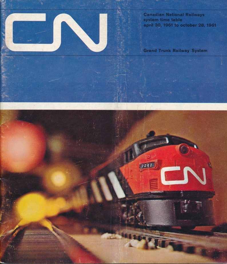Canadian National Railroad Public Timetable April 30, 1961 - Etsy