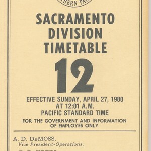 Southern Pacific Employee Timetable Sacramento Division: Nos. 1-1973, 4 ...