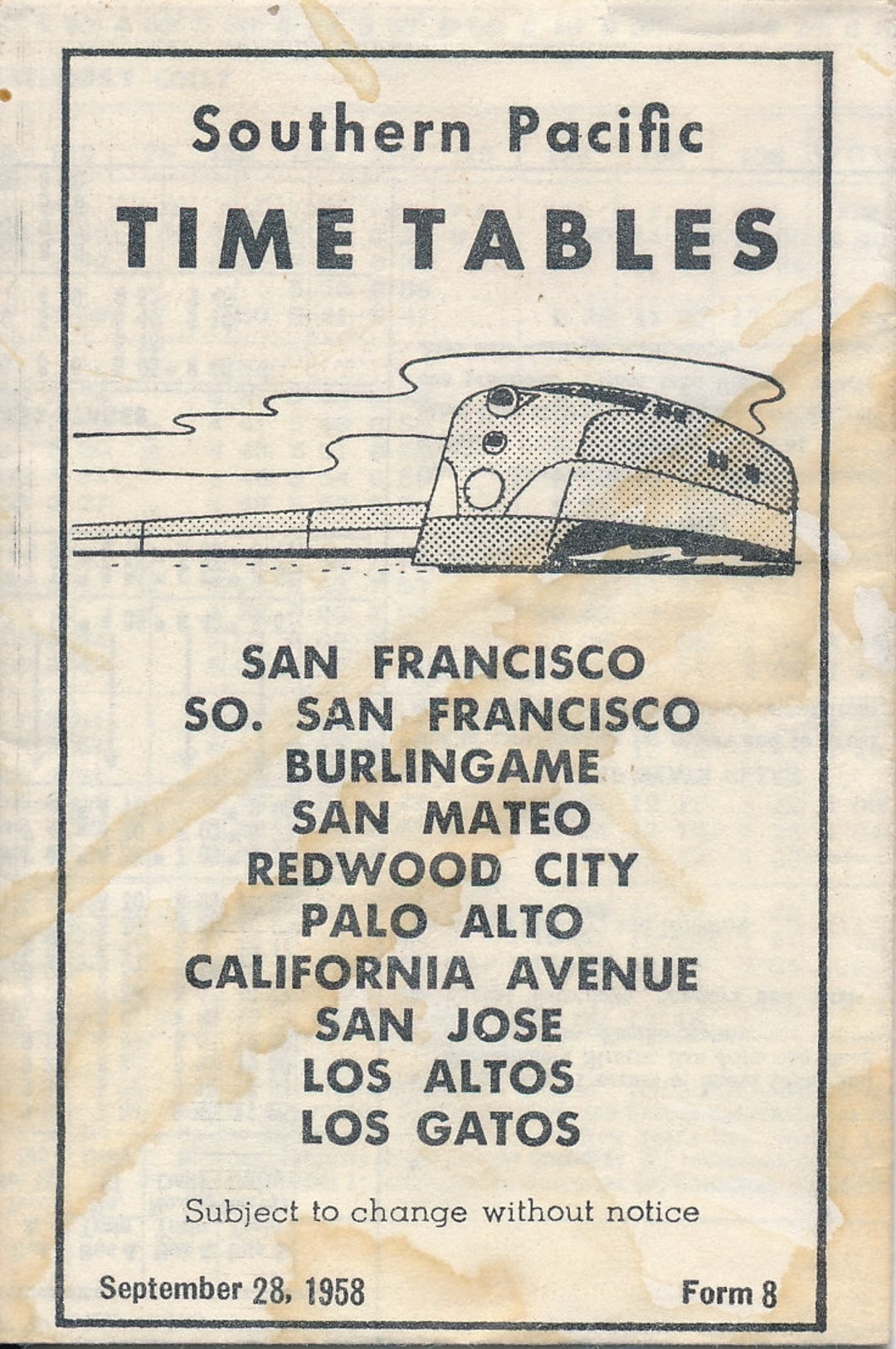 Southern Pacific Railroad Timetables Lot of 2: Sf-los Gatos - Etsy