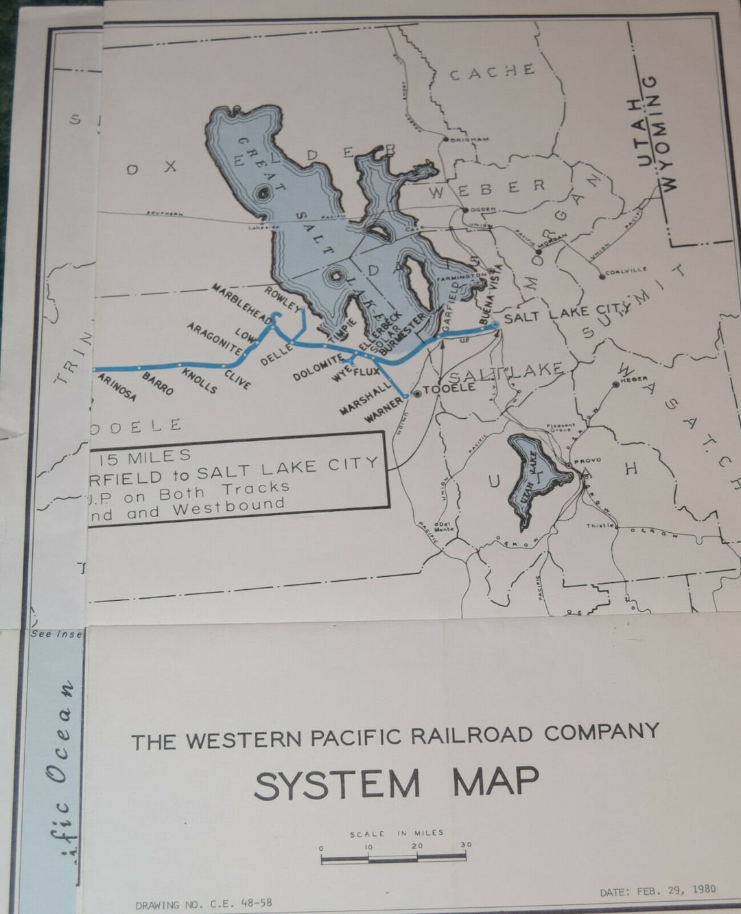 Western Pacific Railroad System Map Including SN and TWS 19 X 31 Feb 29 ...